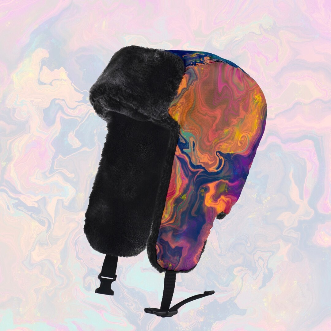 Psychedelic Trapper Hat Trippy Warm Winter Hat Heady Hat - Etsy