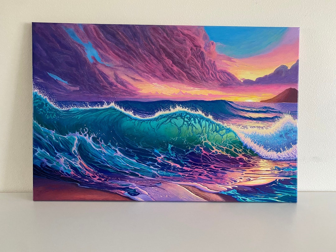 Radiant Shores, ORIGINAL PAINTING, Hawaii Seascape, Fantasy Art on ...