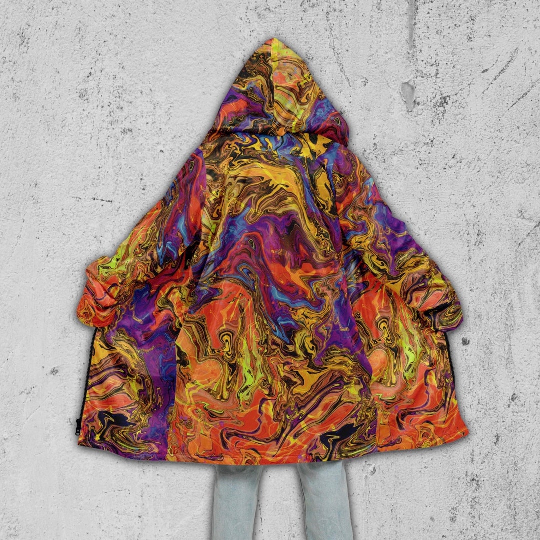 Visionary Hooded Cloak, Festival Dream Coat With Hood, Orange Zip up ...
