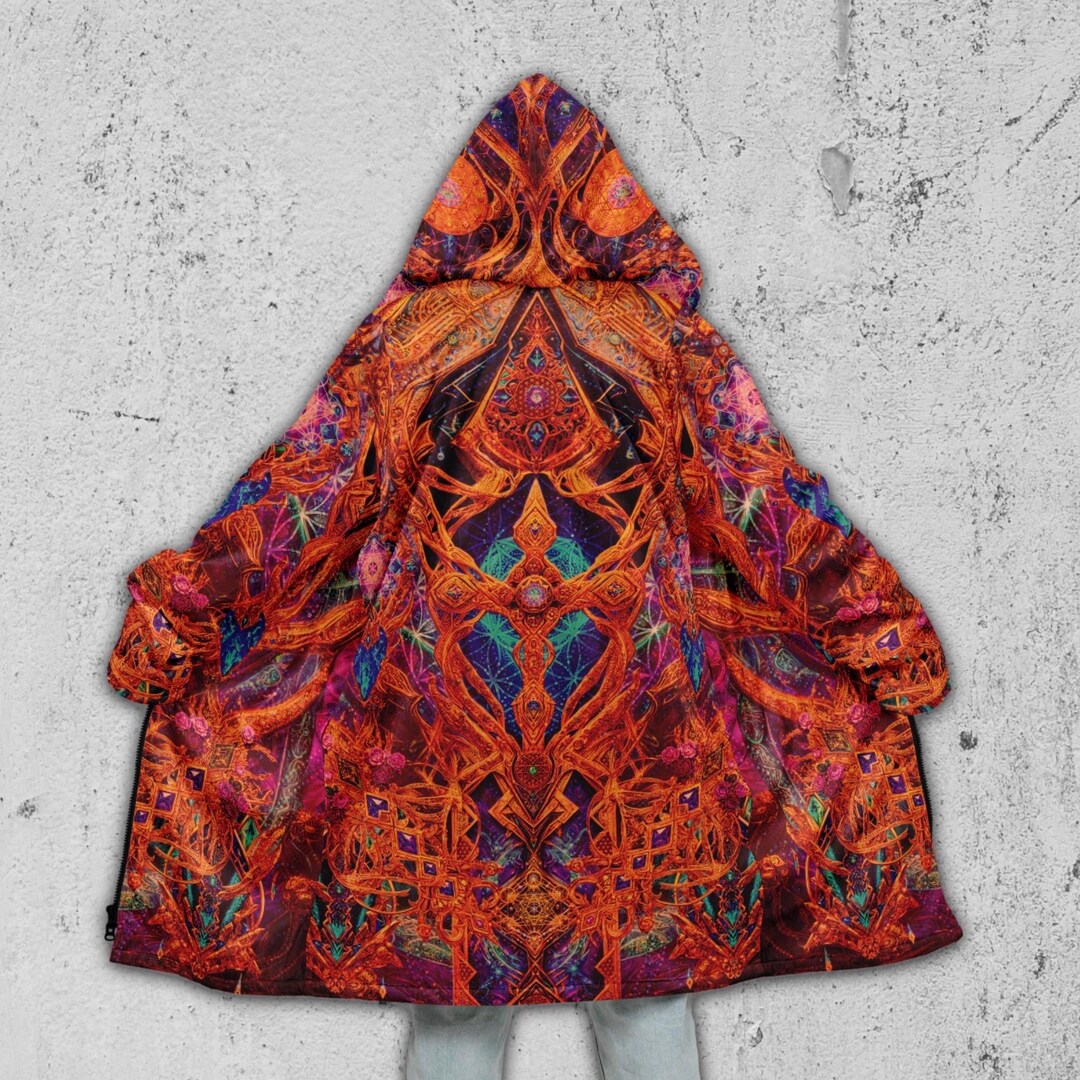 Spiritual Festival Cloak With Double Zipper Sacred Geometry Rave Coat ...