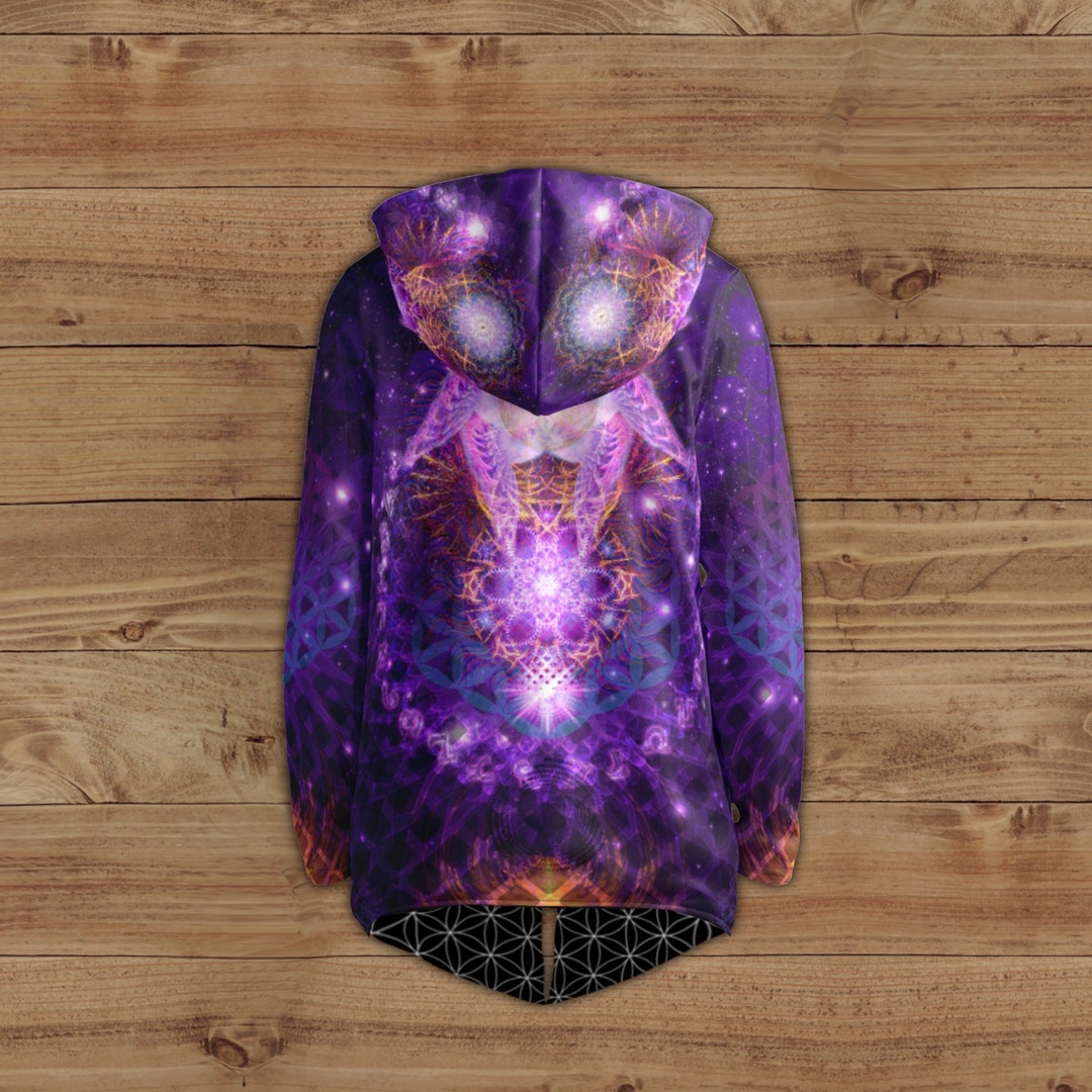 Hooded Festival Cloak, Psychedelic Rave Cloak, Spiritual Outer Wear ...