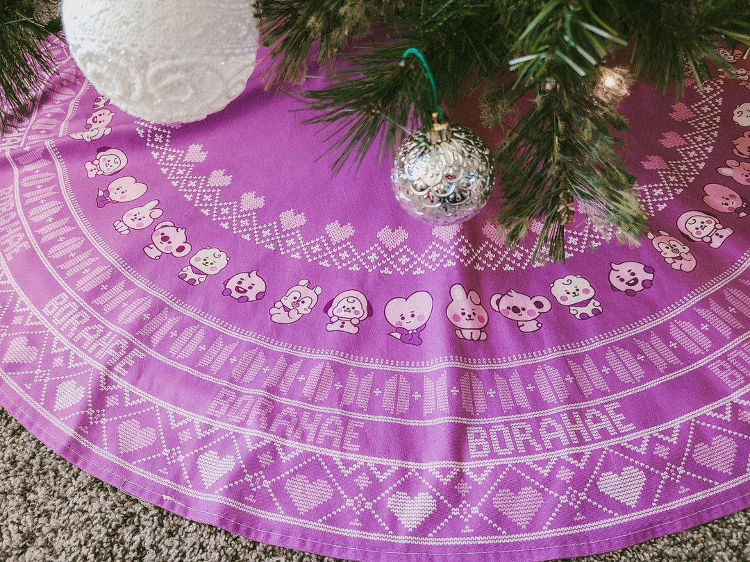 BTS BT21 Christmas Tree Skirt Gift for ARMY Bangtan Christmas Decor ...