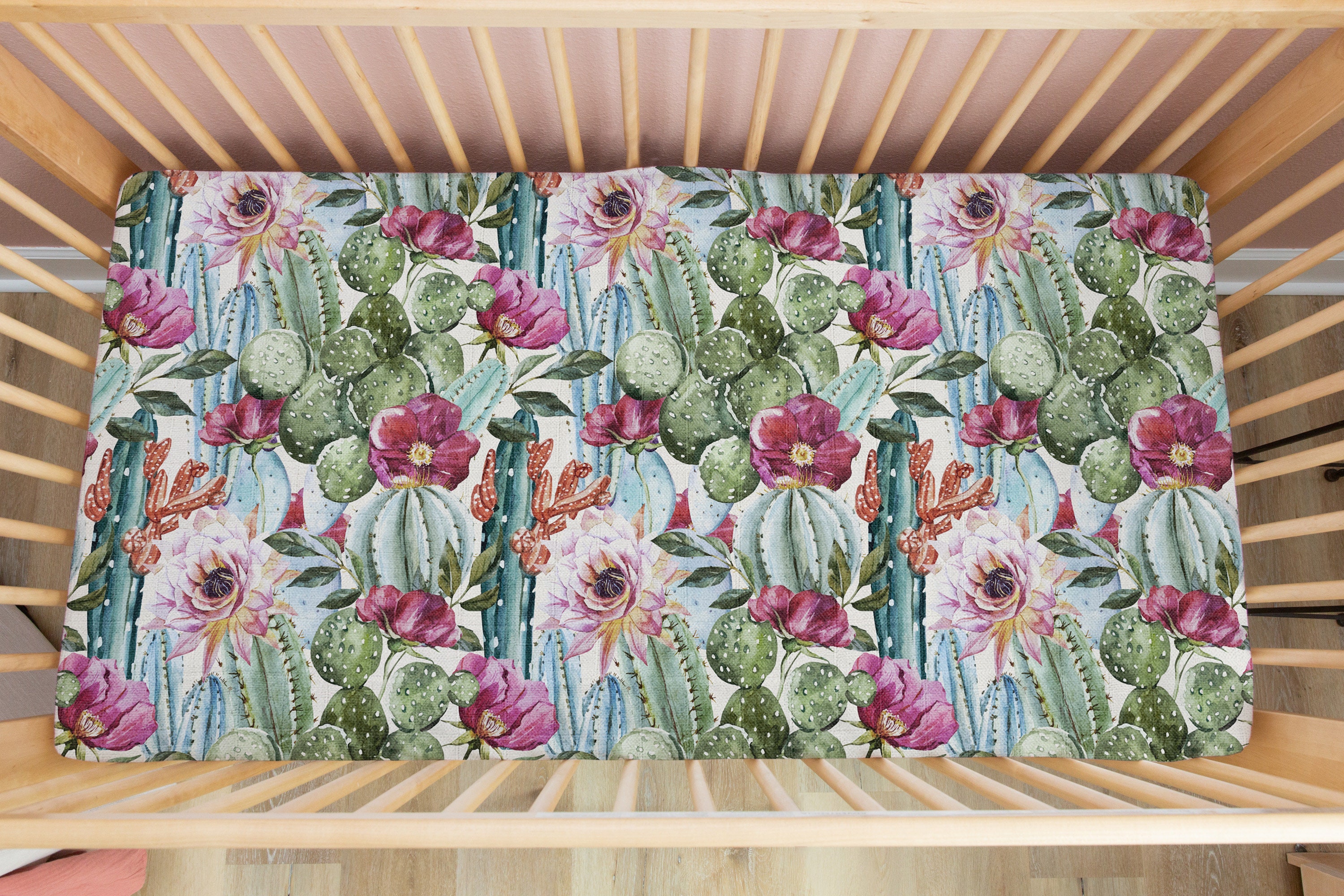 Cactus Blossoms | 100% Organic Cotton Muslin Baby Bedding | Swaddle ...