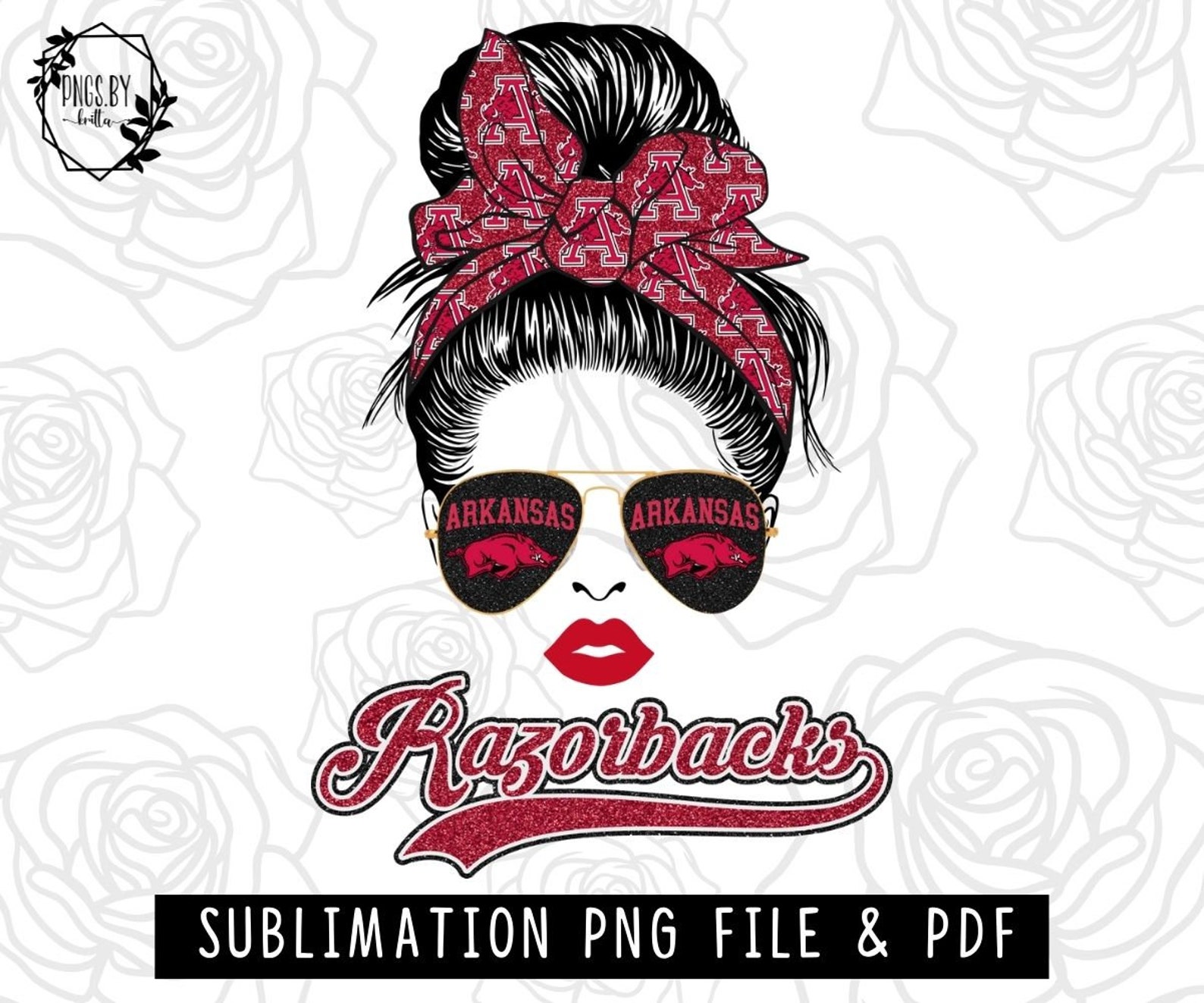 Glitter Razorbacks Girl PNG digital download Arkansas | Etsy