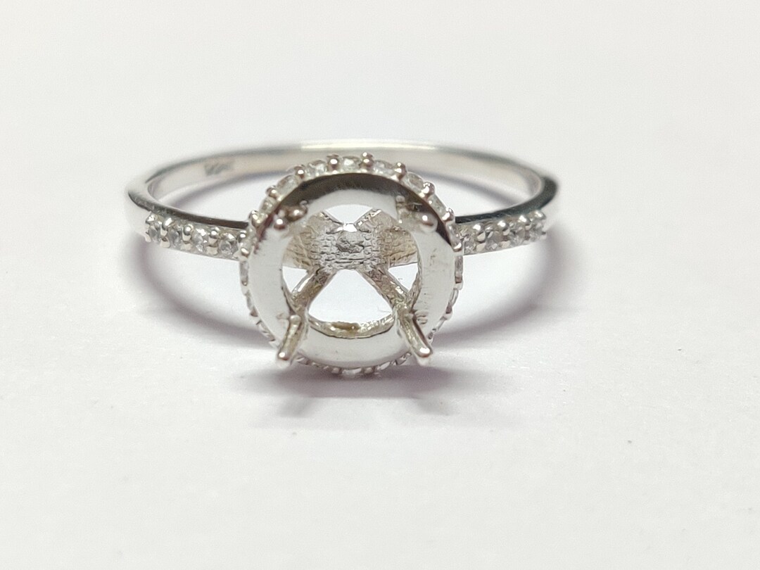 Silver Semi Mount Engagement Ring Setting 6 Mm, 8 Mm Round Engagement ...