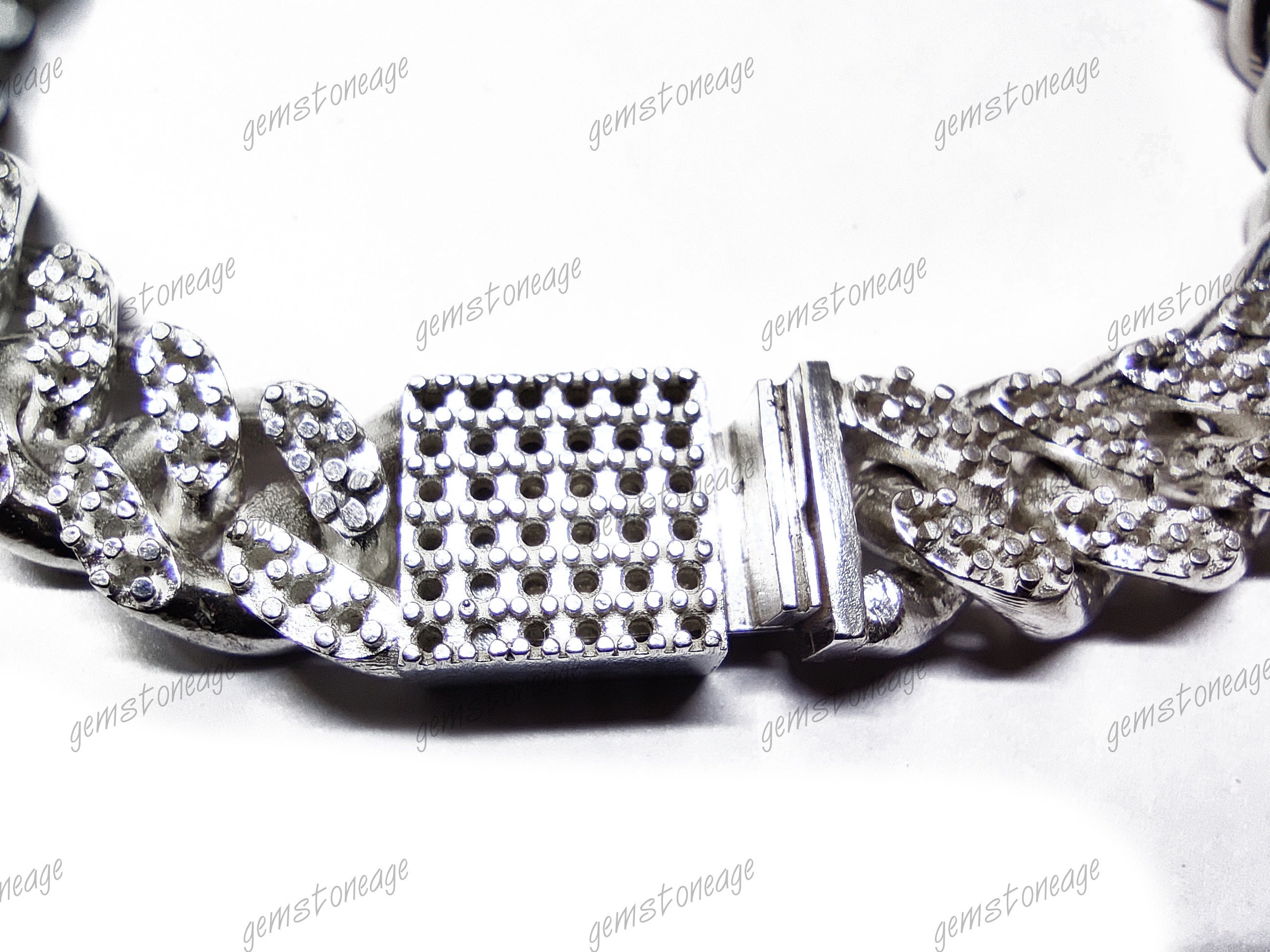Semi Mount Iced Out Cuban Chain Mounting Sterling Silver Cuban Chain ...