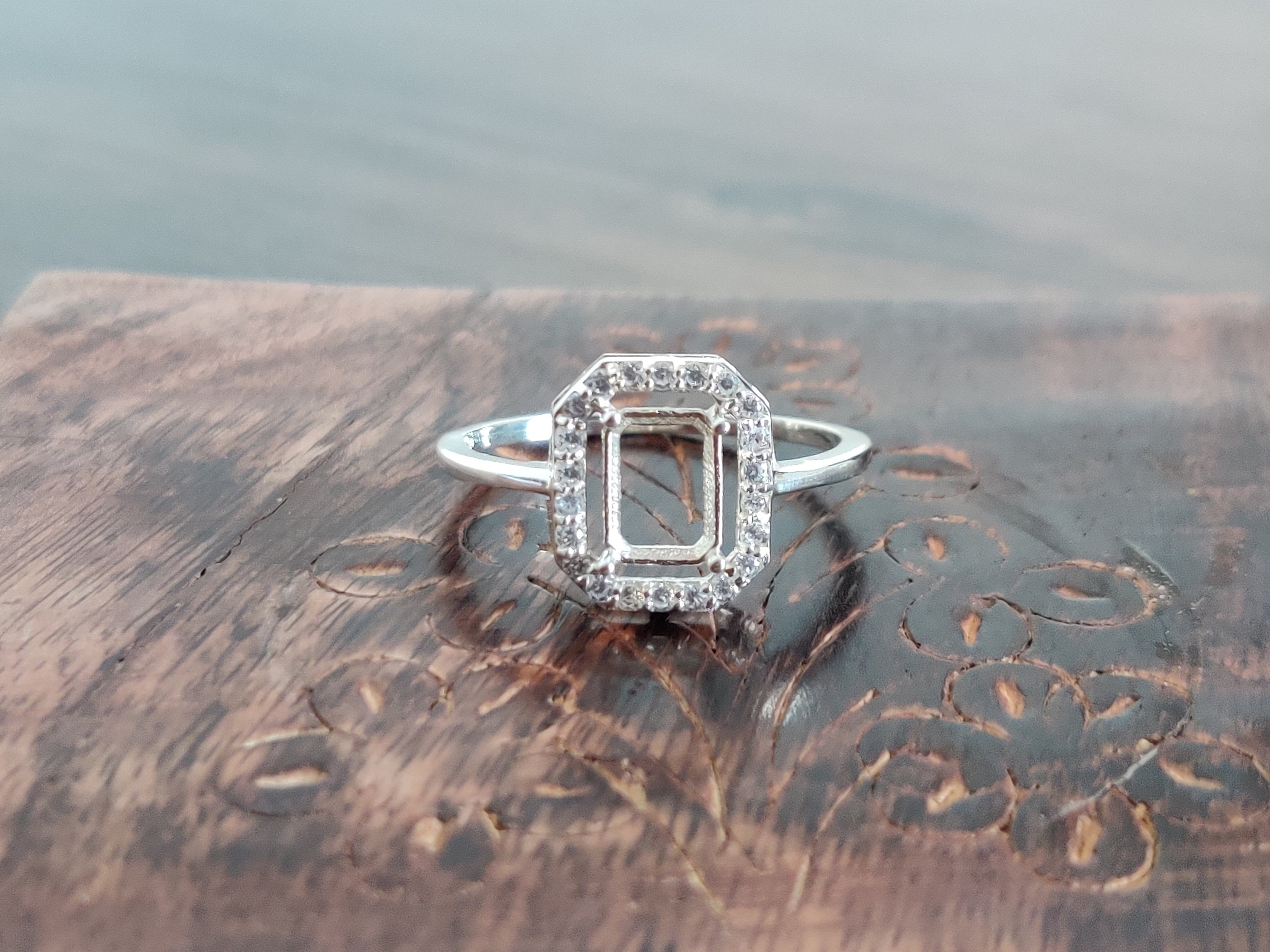 7x9 Octagon Semi Mount Ring 925 Silver 7x9 Octagon Ring Blanks Octagon ...