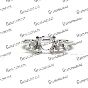 925 Silver 3 Stone Semi Mount Ring Blanks 6 Mm Round Ring Mounts Silver Round Ring Setting ...
