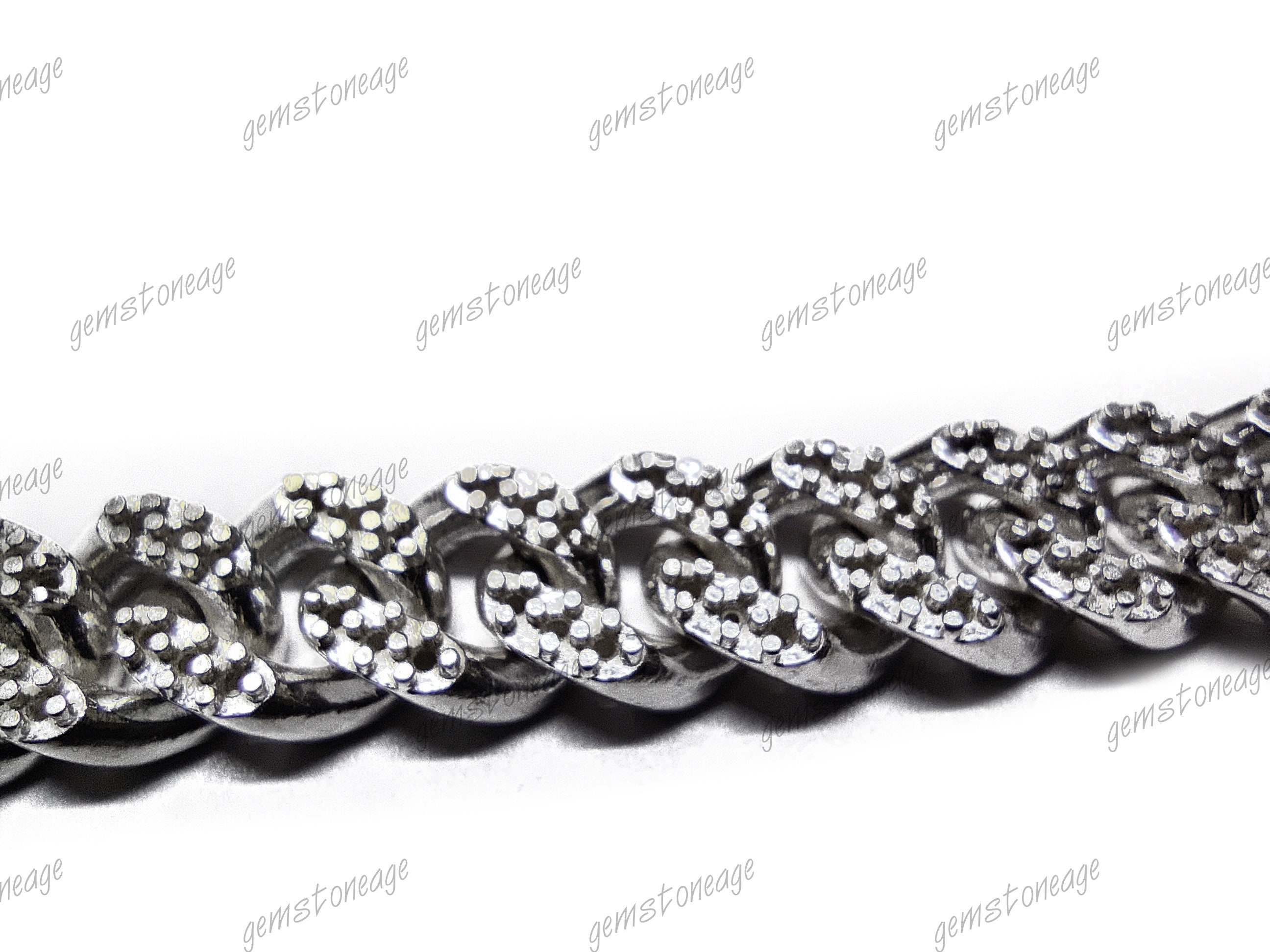 Semi Mount Iced Out Cuban Chain Mounting Sterling Silver Cuban Chain ...