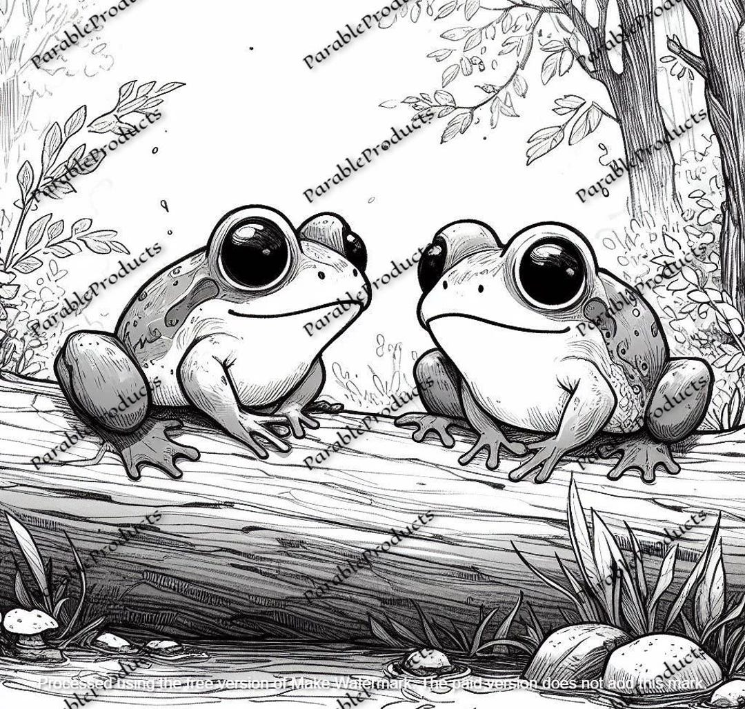 Two Frogs on a Log | Laser Engrave Image | Laser Burn PNG File - Etsy