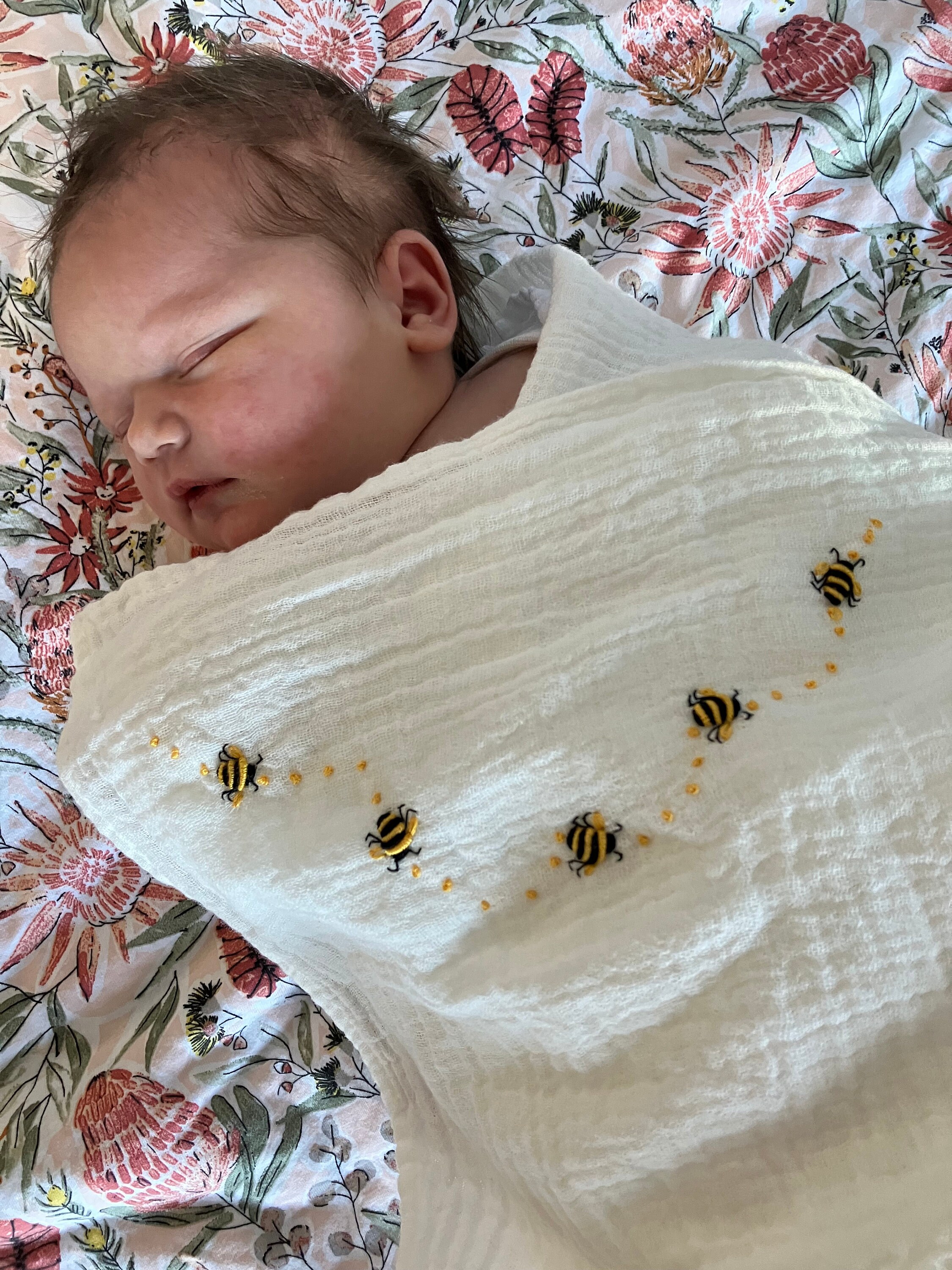 8 Hand Embroidered Bee Baby Essentials, Baby Shower Gift, Gender ...