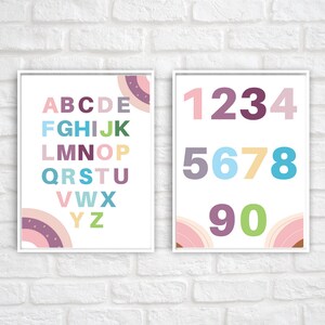 Printable English Alphabet Numbers Chart Poster|nursery Education Study ...