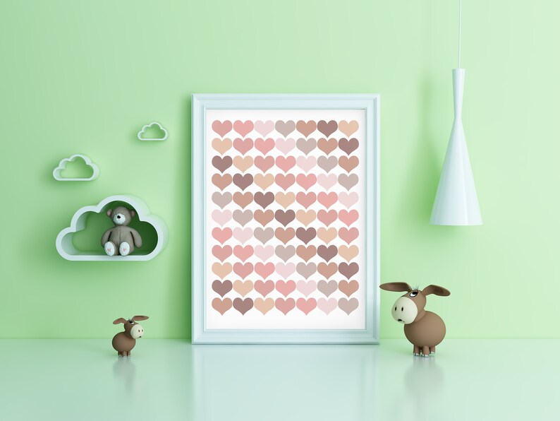 Boho Heart Printable Poster/nursery Printable Wall Art/kids Room Heart ...