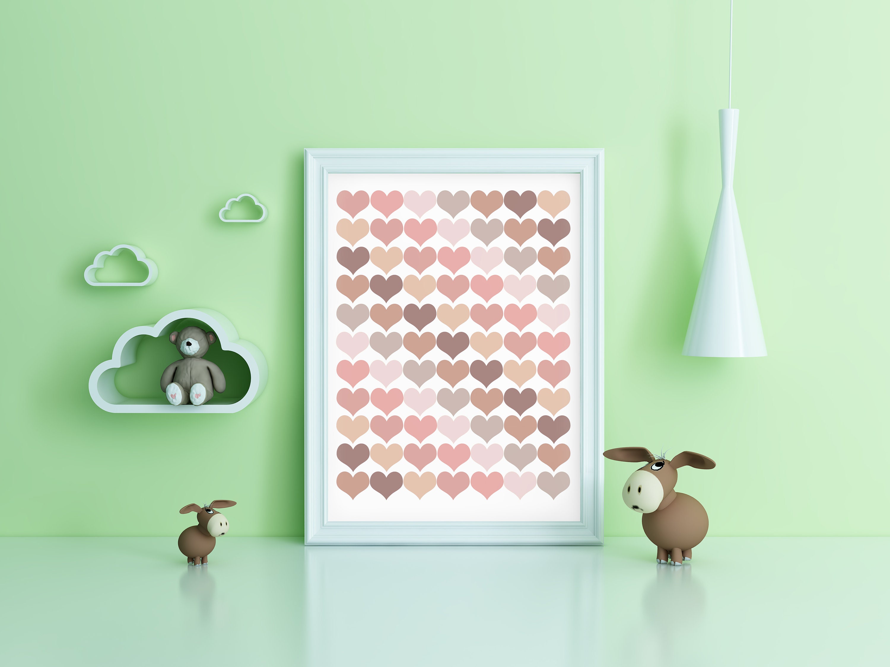 Boho Heart Printable Poster/nursery Printable Wall Art/kids Room Heart ...