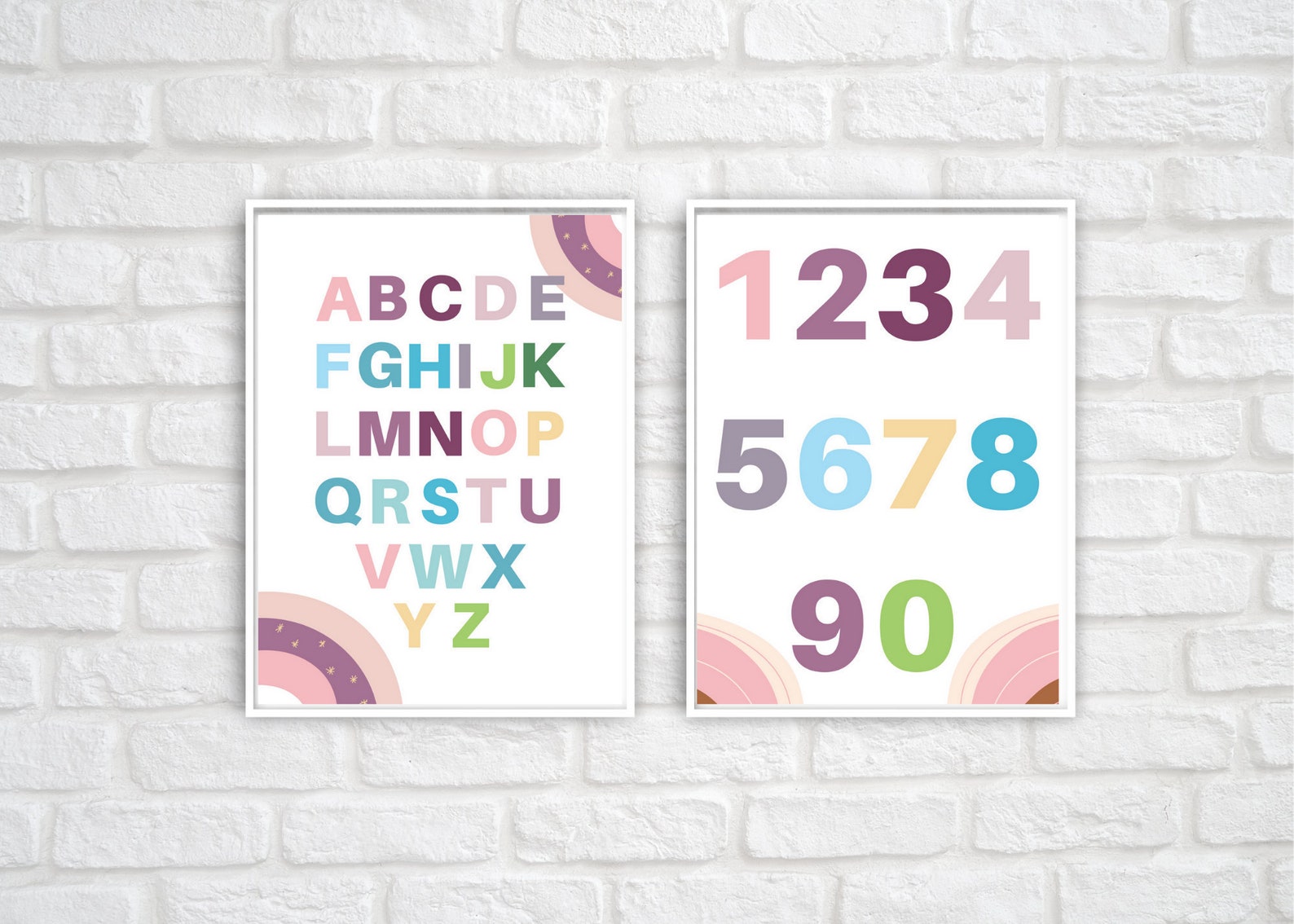 Printable English Alphabet Numbers Chart Poster|nursery Education Study ...