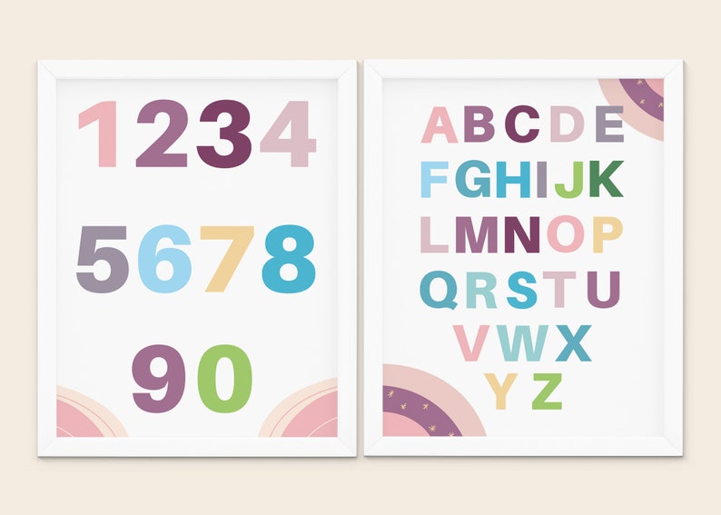 Printable English Alphabet Numbers Chart Poster|nursery Education Study ...