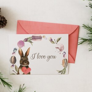 Printable Rabbit I Love You Card/mother's Day Card Lovely Phrase ...