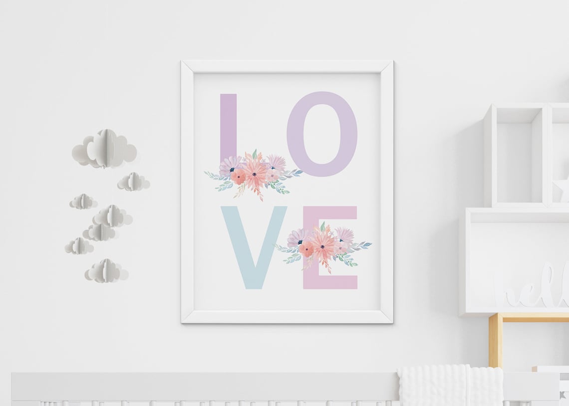 Printable Love Quote Nursery Wall Art,baby Kids Room Wall Art,pink ...