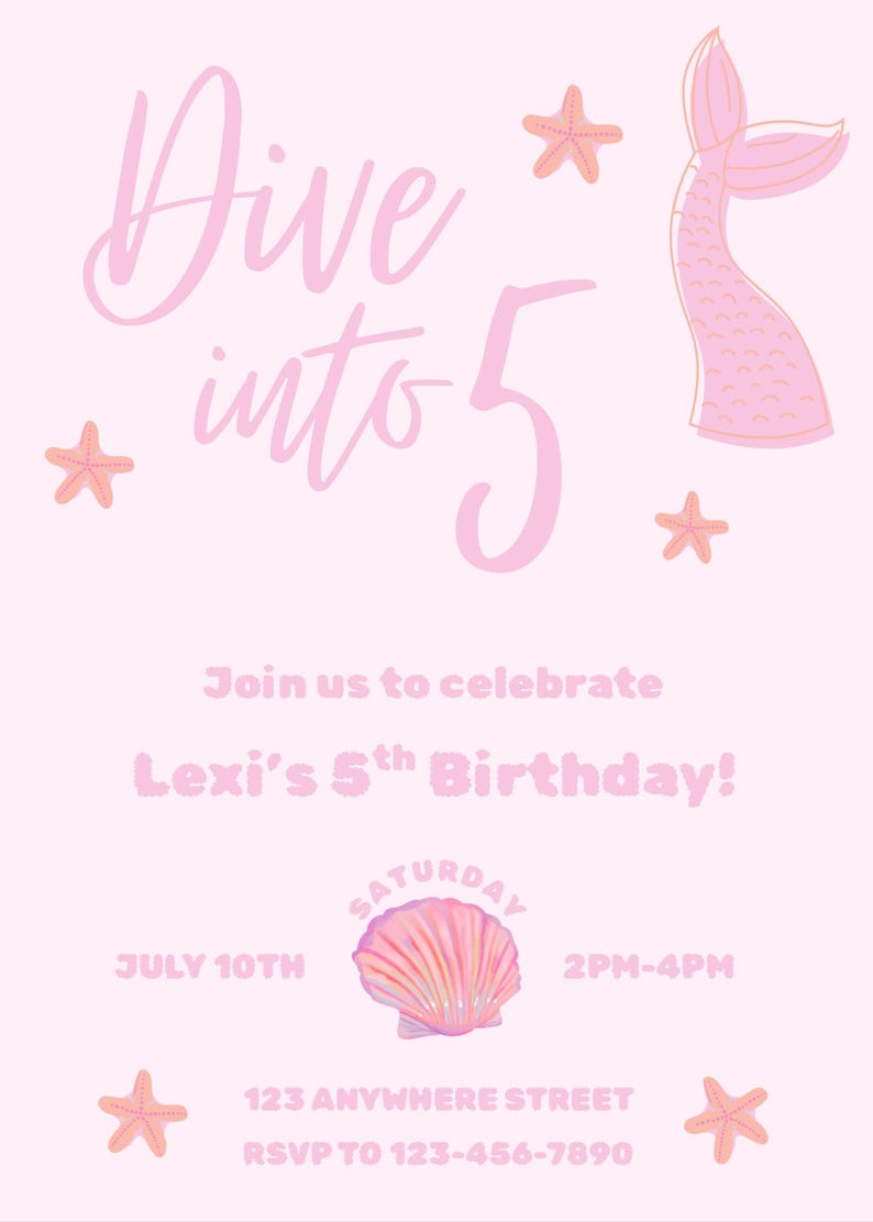 Dive Into 5 Birthday Invitation - Etsy