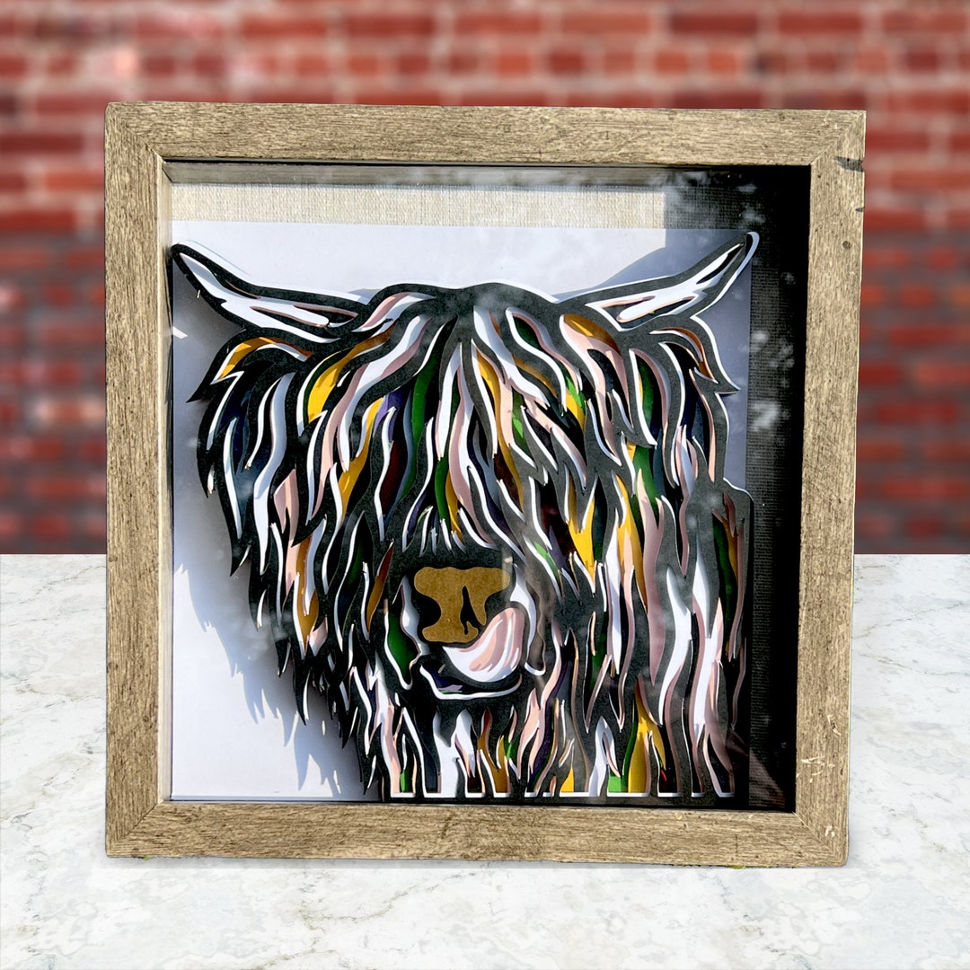 Highland Cow 3D Shadow Box - Etsy