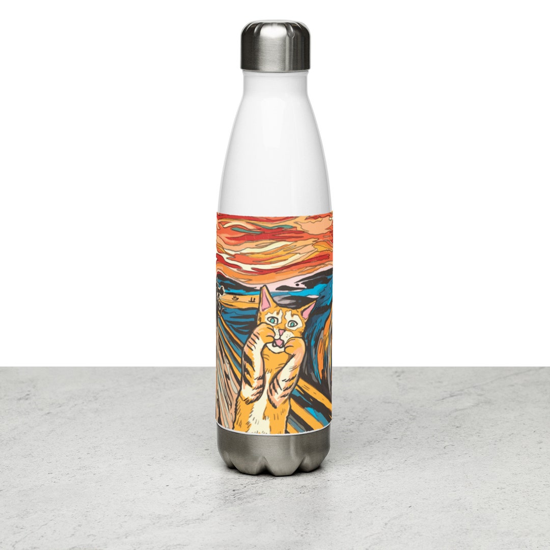 The Scream Cat edvard Munch Stainless Steel Water Bottle - Etsy