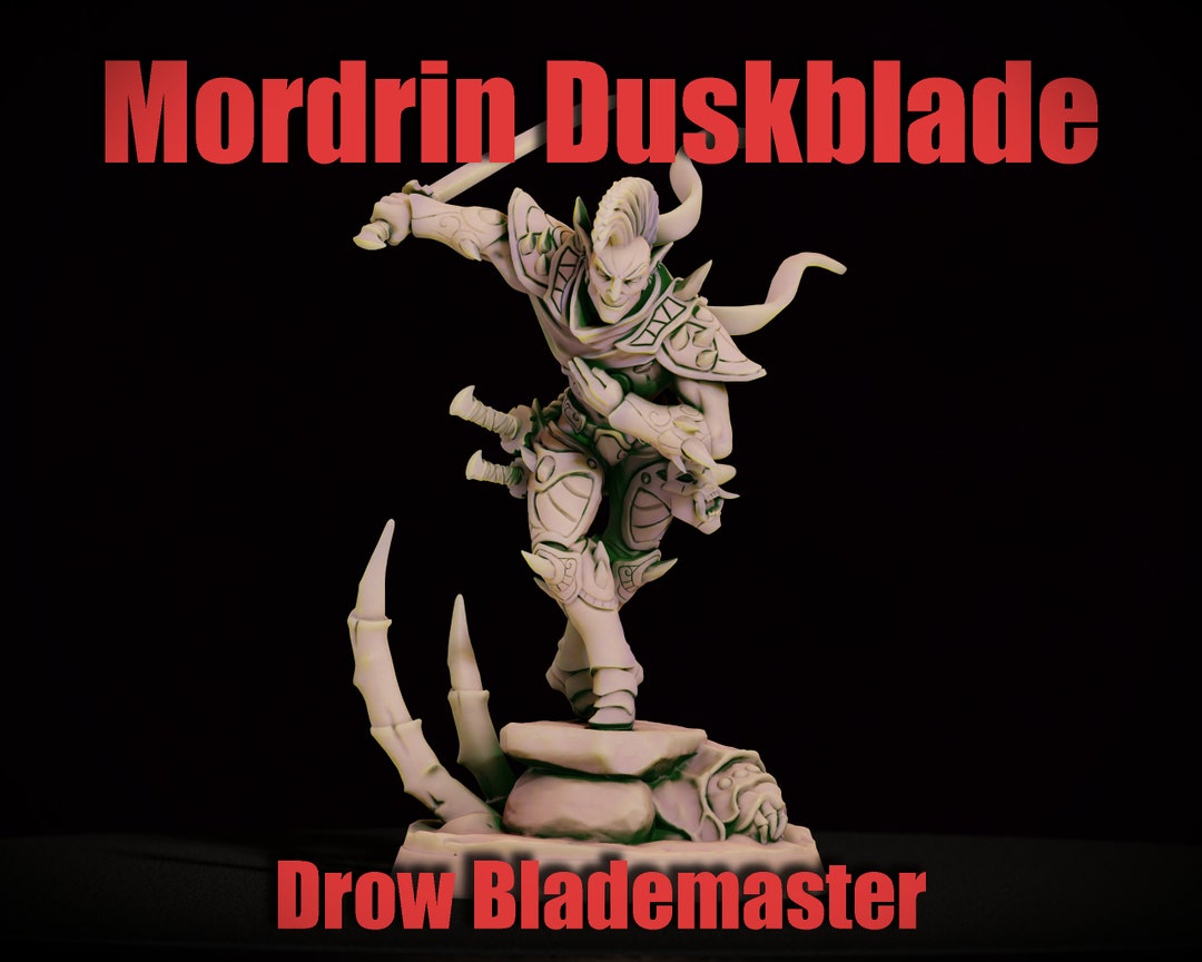 Unpainted Drow Elf Blademaster Tabletop Miniature - Mordrin Duskblade - Blacktongue Assassins - Etsy