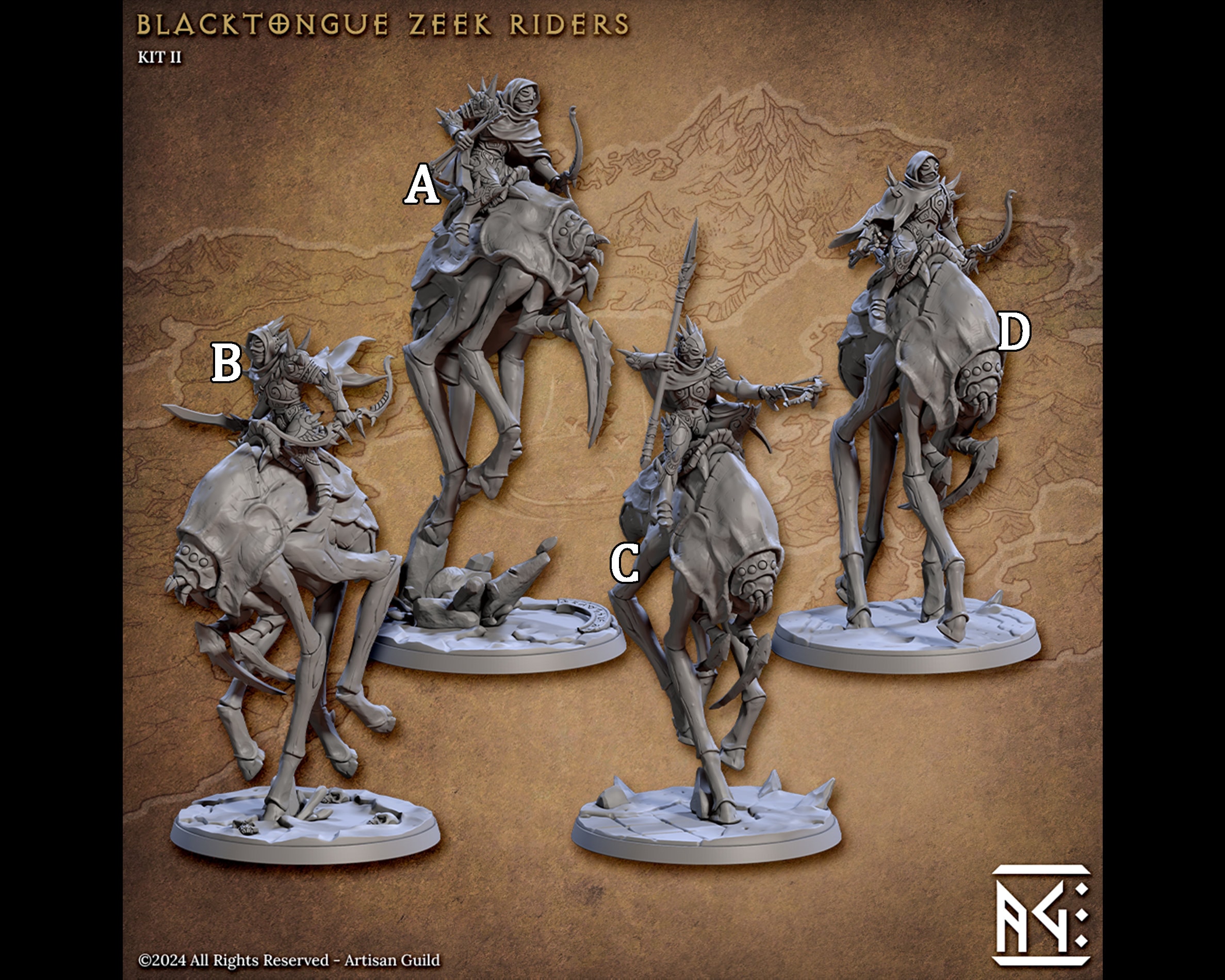 Mounted Drow Elves Tabletop Miniatures Zeek Riders Blacktongue ...
