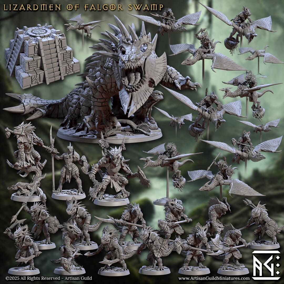 Lizardmen of Falgor's Swamp Fantasy Tabletop Miniature Set | Artisan ...