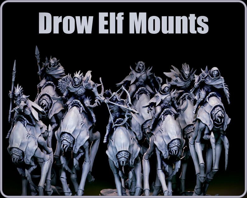 Mounted Drow Elves Tabletop Miniatures Zeek Riders Blacktongue ...