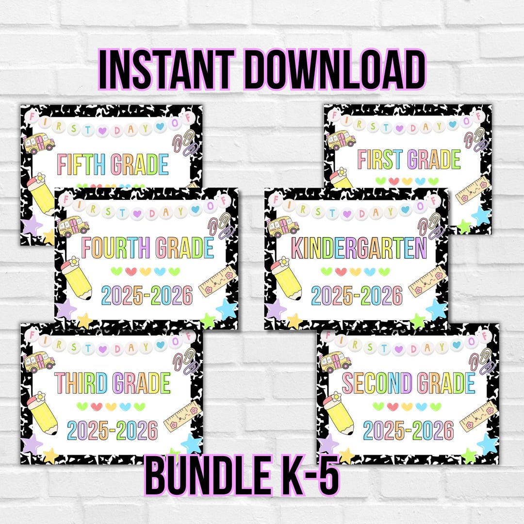 First Day of School Sign Bundle|first Day of School Sign| Printable ...