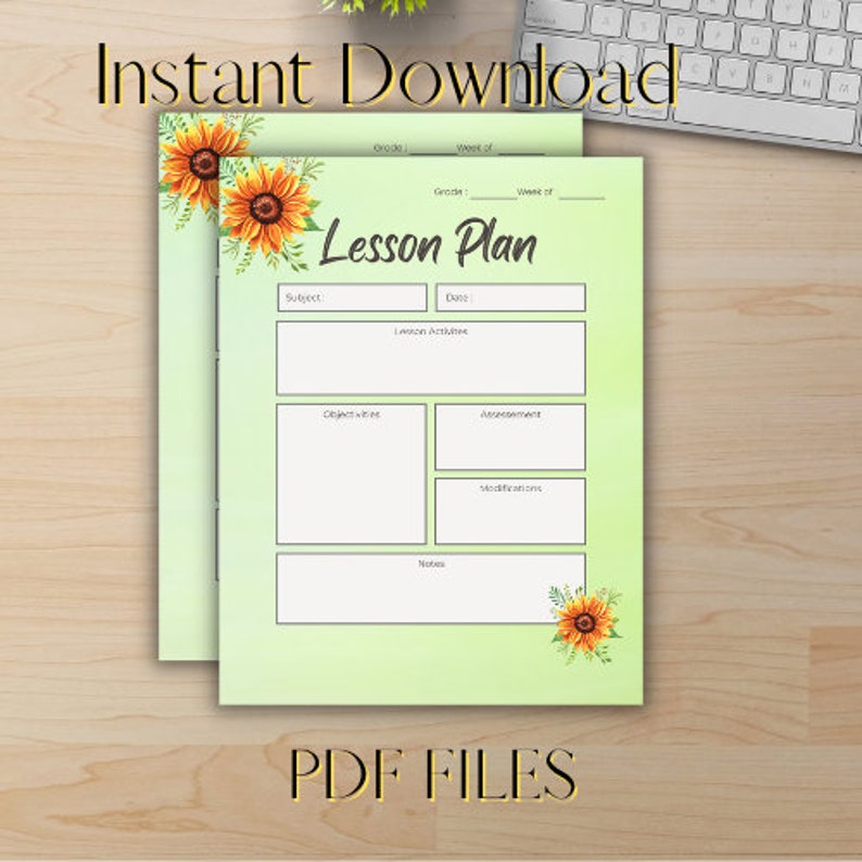 Printable Lesson Plan Template PDF| Lesson Plan| Sunflower Lesson Plan ...