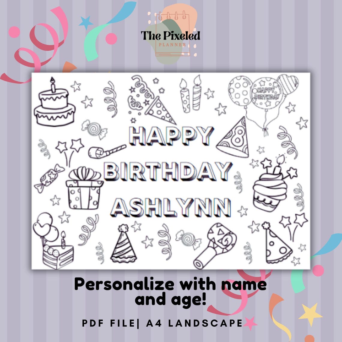 Personalized Birthday Coloring Placemat| Gender Neutral Birthday ...