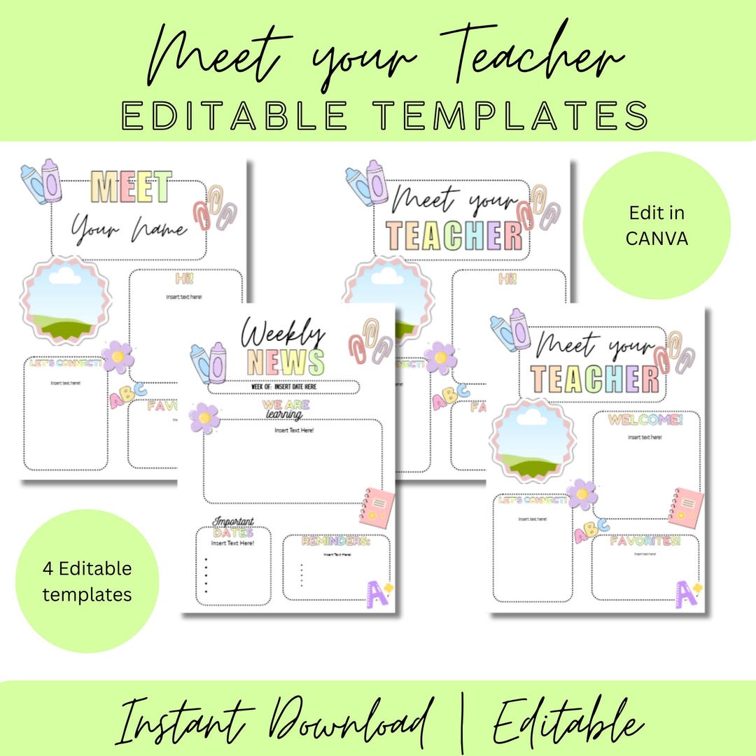 Pastel Meet the Teacher and Newsletter Editable Template| Pastel Theme ...
