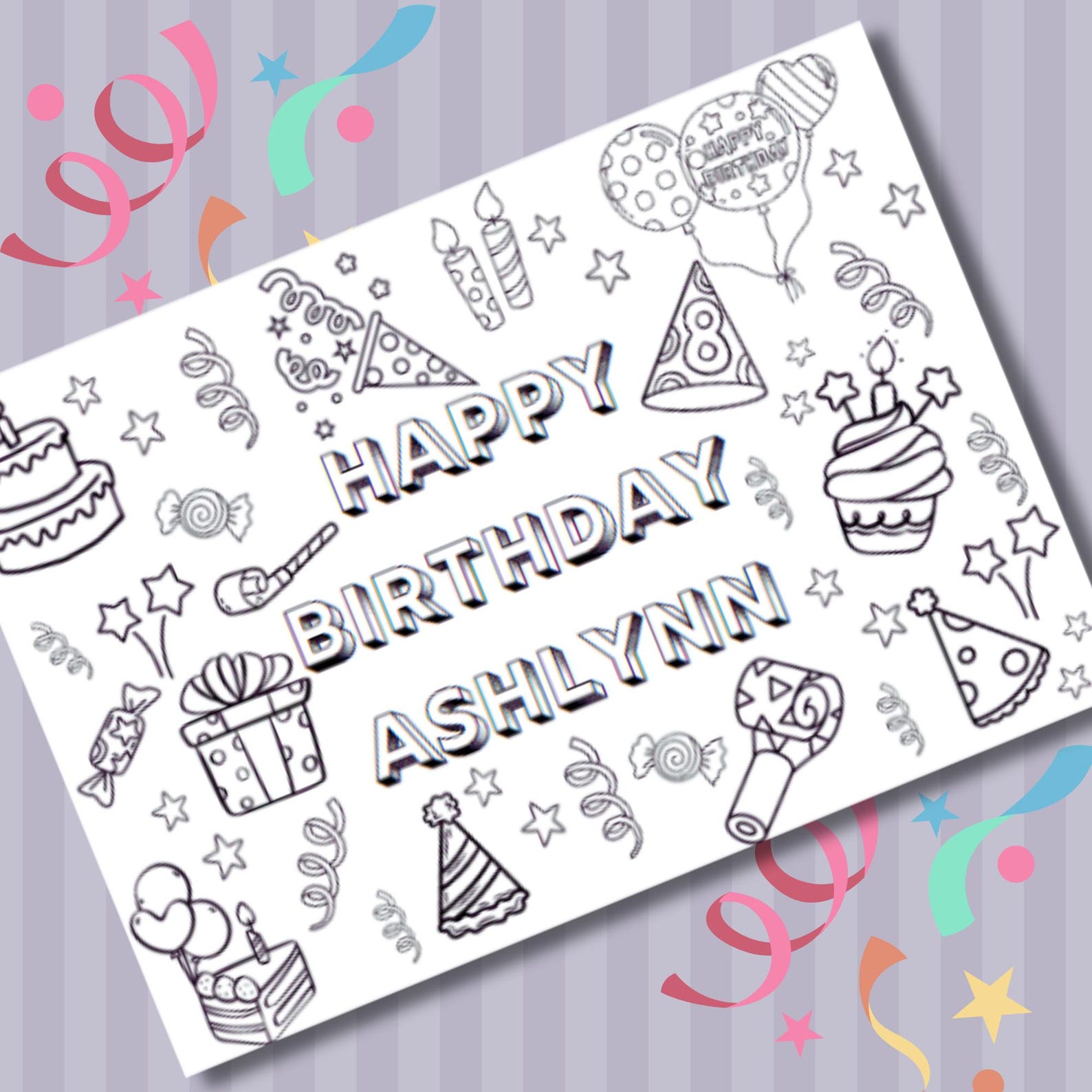 Personalized Birthday Coloring Placemat| Gender Neutral Birthday ...