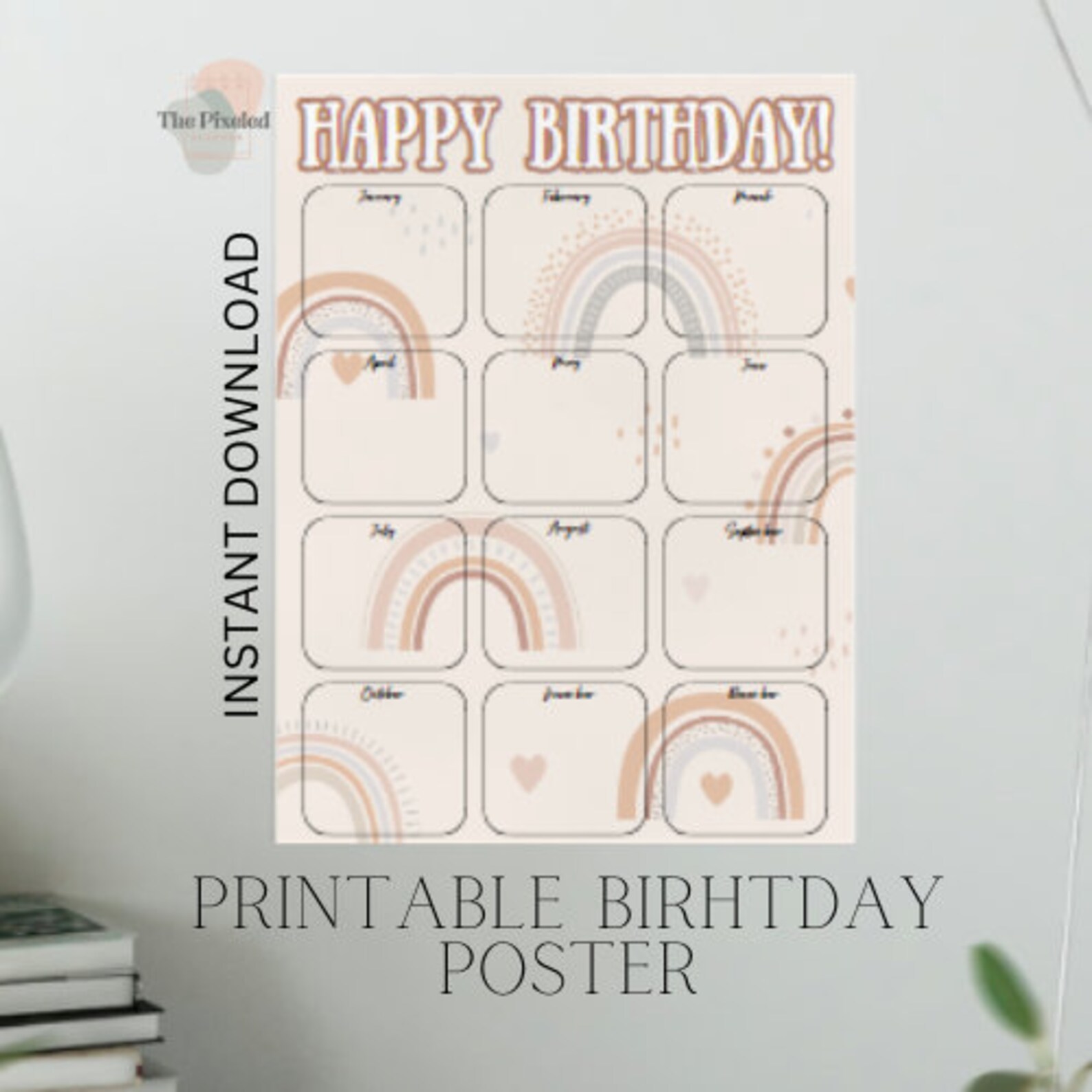 Printable Boho Rainbow Birthday Poster| Printable Classroom Birthday ...