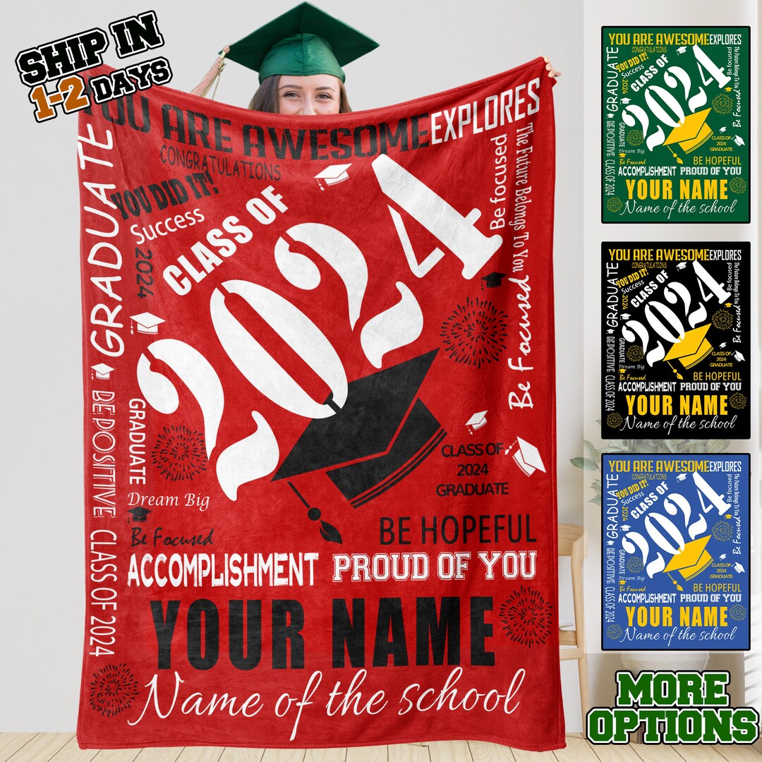 Custom Graduation Gifts Blanket,personalized Class of 2024 Blanket ...