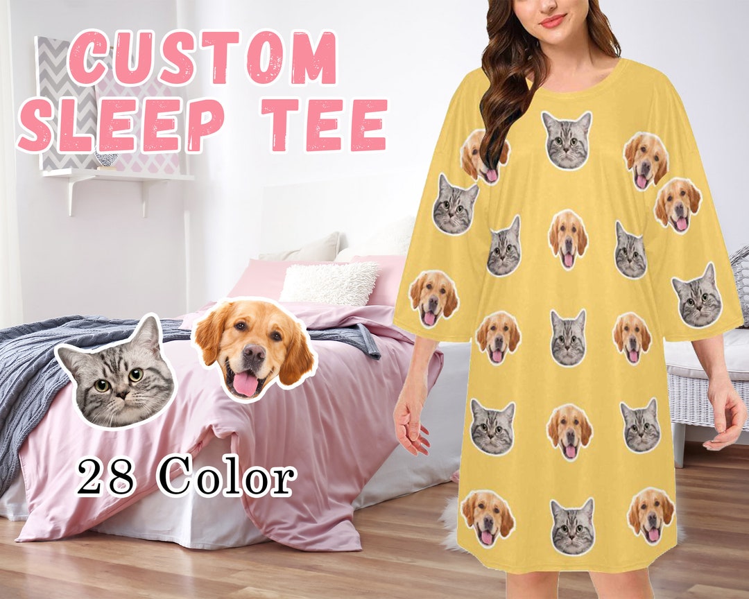 Custom Face Sleep Tee Personalized Photo Women Pajama Dress Customized ...