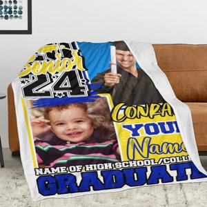 Custom Graduation Blanket Personalized Soft Fuzzy Plush Class of 2024 ...