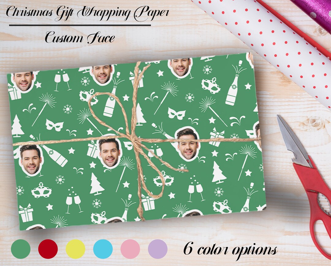 Custom Face Christmas Wrapping Paper Personlized Face Wrapping Paper ...