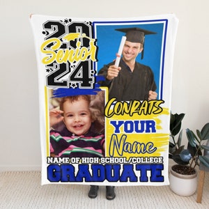Custom Graduation Blanket Personalized Soft Fuzzy Plush Class of 2024 ...