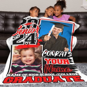 Custom Graduation Blanket Personalized Soft Fuzzy Plush Class of 2024 ...