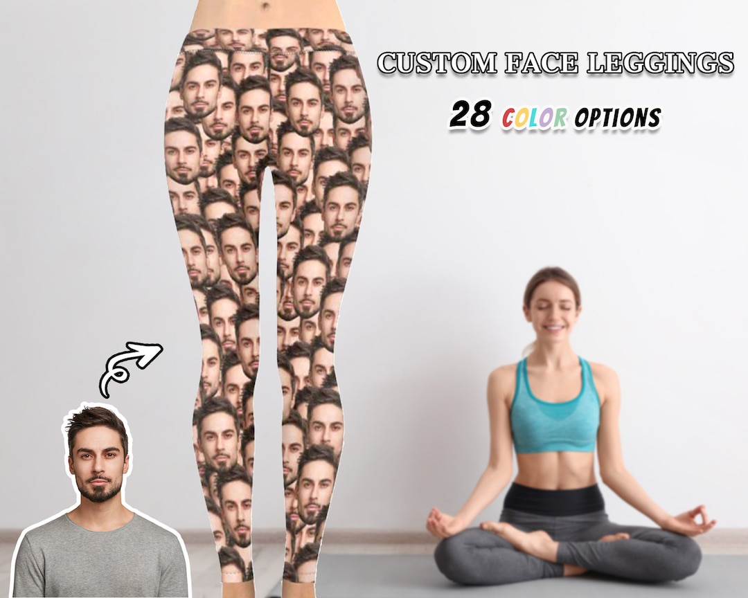 Custom Face Women's Leggings Personalized Funny Photo All Over Print ...