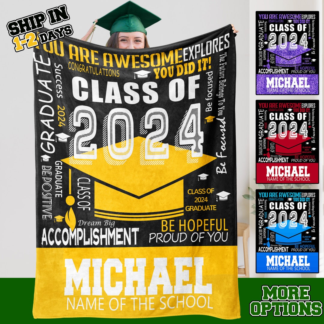 Personalized Graduation Gifts Blanket Custom Class of 2024 Throw ...