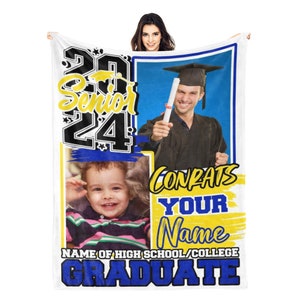 Custom Graduation Blanket Personalized Soft Fuzzy Plush Class of 2024 ...