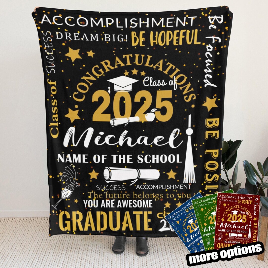 Personalized Graduation Blanket Custom Name Blanket Class of 2025 ...