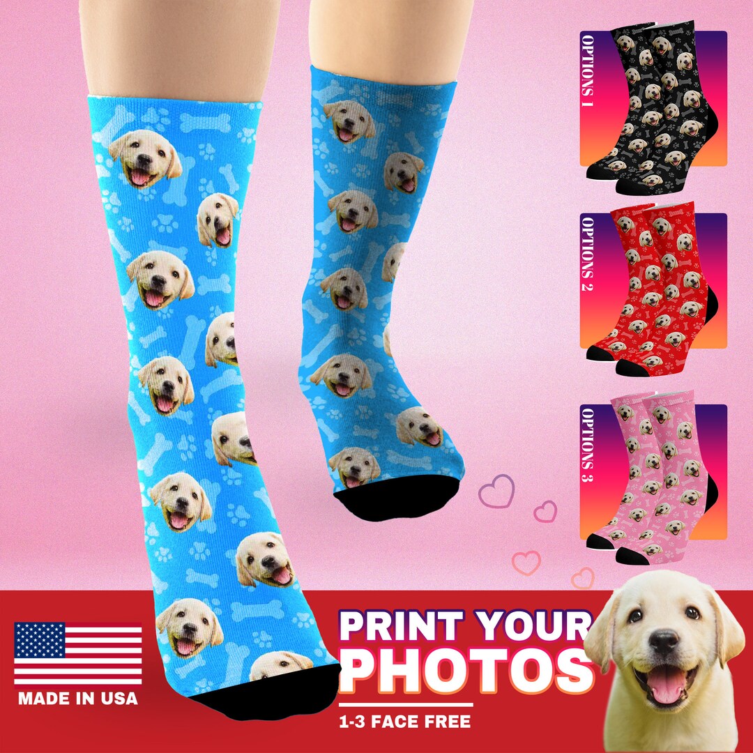Custom Socks With Your Pet's Face Personalized Dog Photo Socks Dog Mom ...