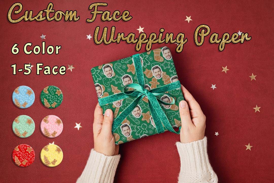 Custom Face Christmas Wrapping Paper Personlized Face Wrapping Paper ...