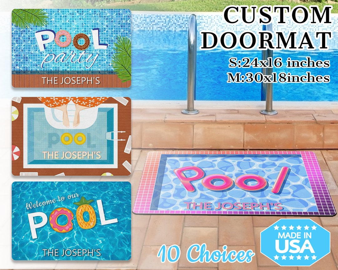 Personalized Pool Welcome Mat Custom Summer Doormat Pool Doormat Door ...