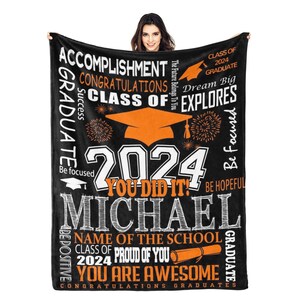 Custom Class of 2024 Graduation Gift Blanket Personalized Throw Blanket ...