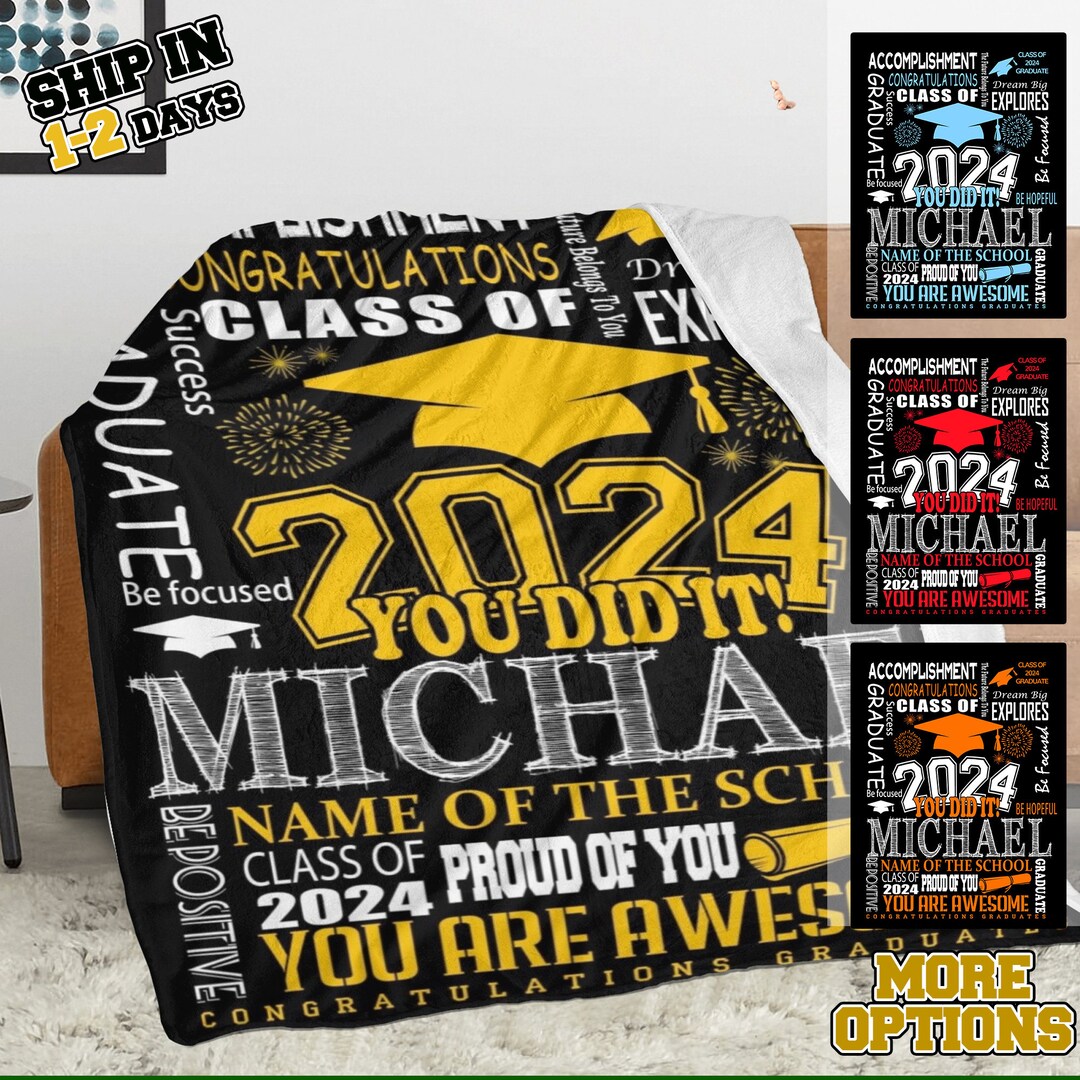 Custom Class of 2024 Graduation Gift Blanket Personalized Throw Blanket ...